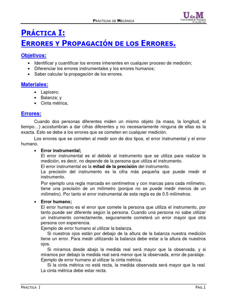 Practica1 - Medidas y Errores en El Proceso de Medción en El Trabajo en El Laboratorio | PDF ...