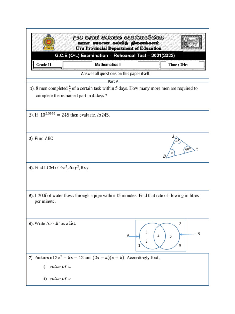 Grade 11 Maths Rehearsal Test Paper | PDF | Polytopes | Geometric Shapes