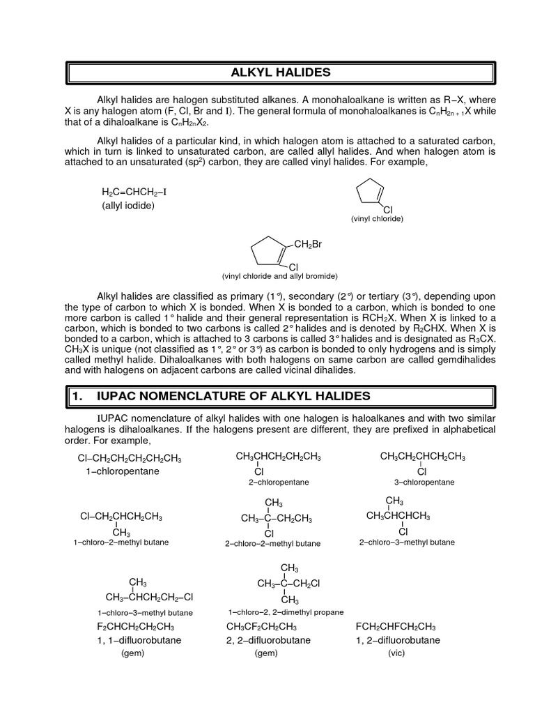 03 Alkyl Halides - (Theory-01) | PDF | Organic Chemistry | Chemistry