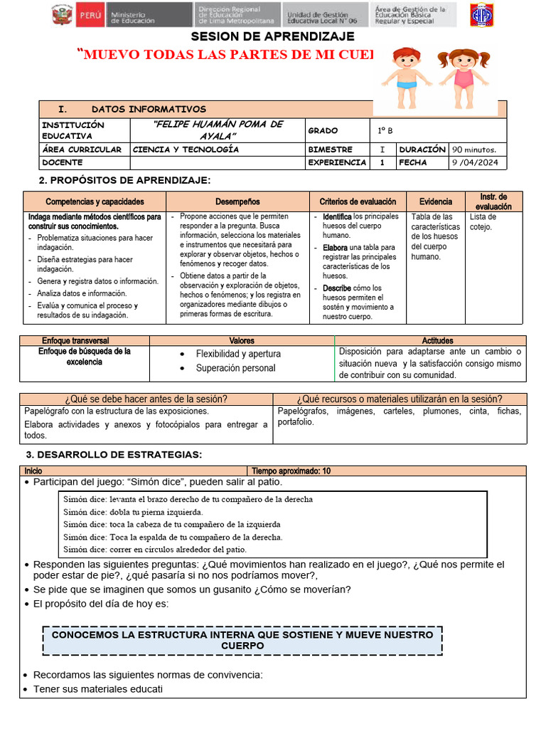 1°-SESION DE CIENCIA y TECNOLOGIA - MUEVO TODAS LAS PARTES DE MI CUERPO ...