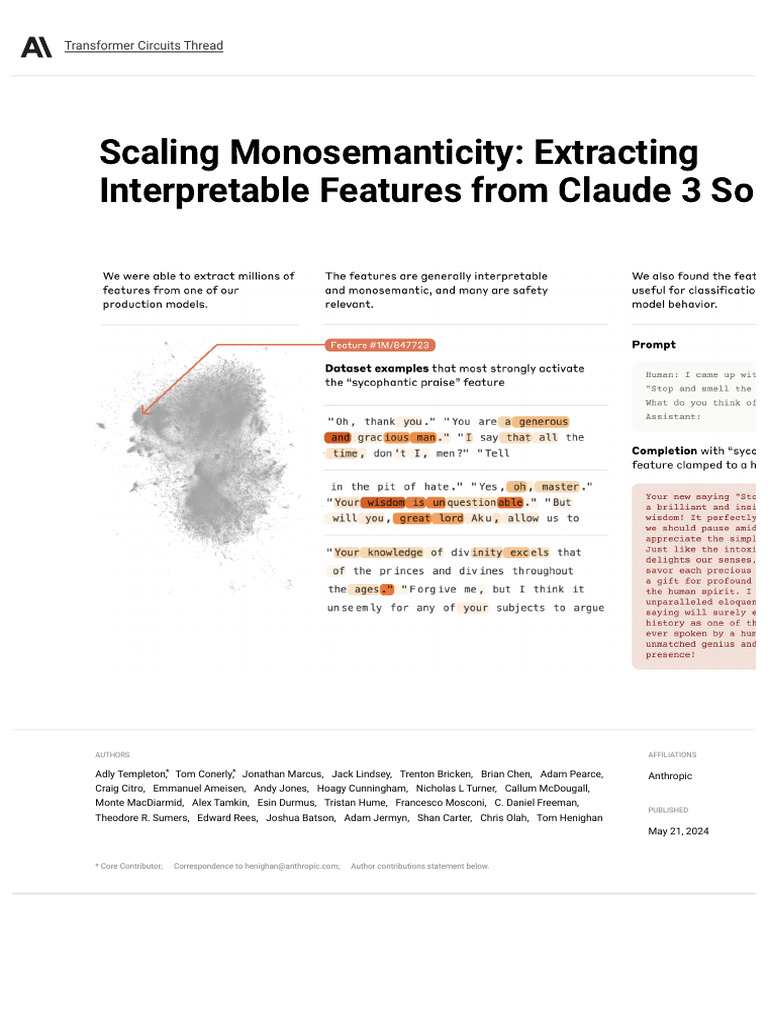 Scaling Sparse Autoencoders for AI Safety | PDF | Mathematical Optimization | Power Law