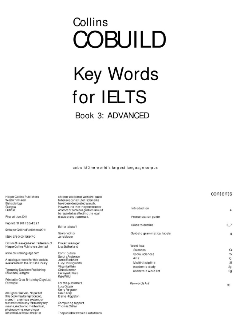 Collins Cobuild Key Words For Ielts Book 3 Advanced | PDF