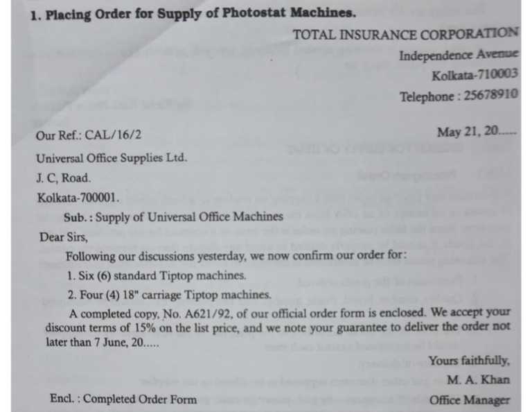 Sample for order letter | PDF