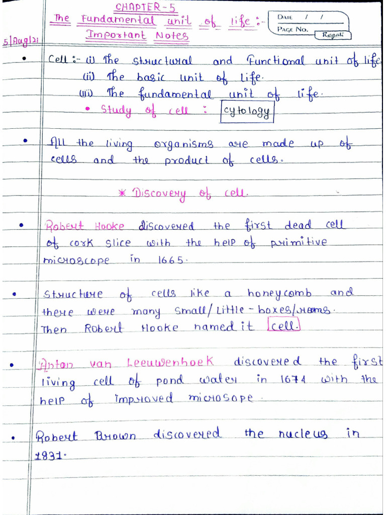 The Fundamental Unit of Life-Notes | PDF