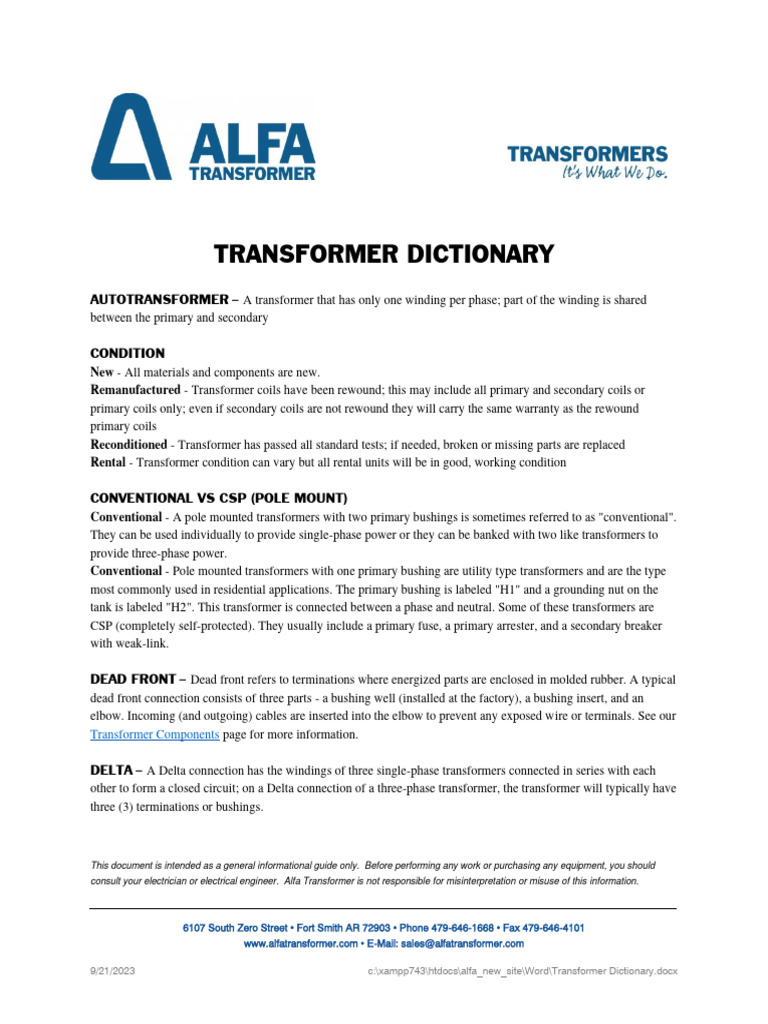 transformer_dictionary | PDF | Transformer | Power Engineering