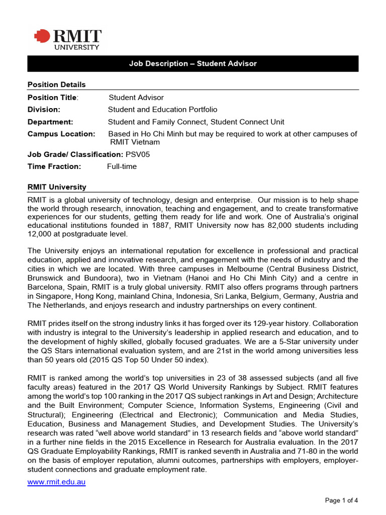 Student Connect - Student Advisor - Jan 2024 - SGS | PDF