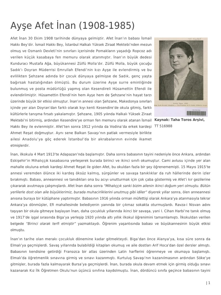 Ayşe Afet İnan (1908-1985) | PDF