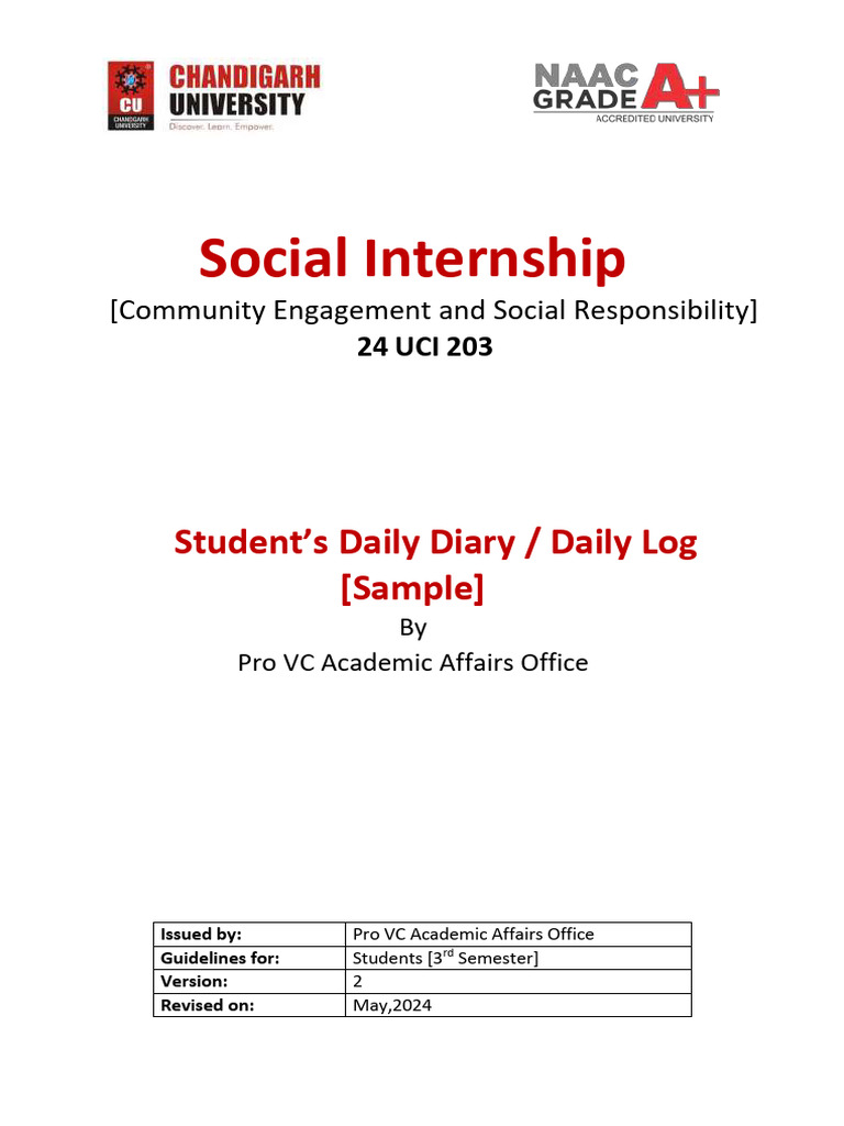 Daily Dairy Format - Social Internship - V1 - 17th May 2024 | PDF ...
