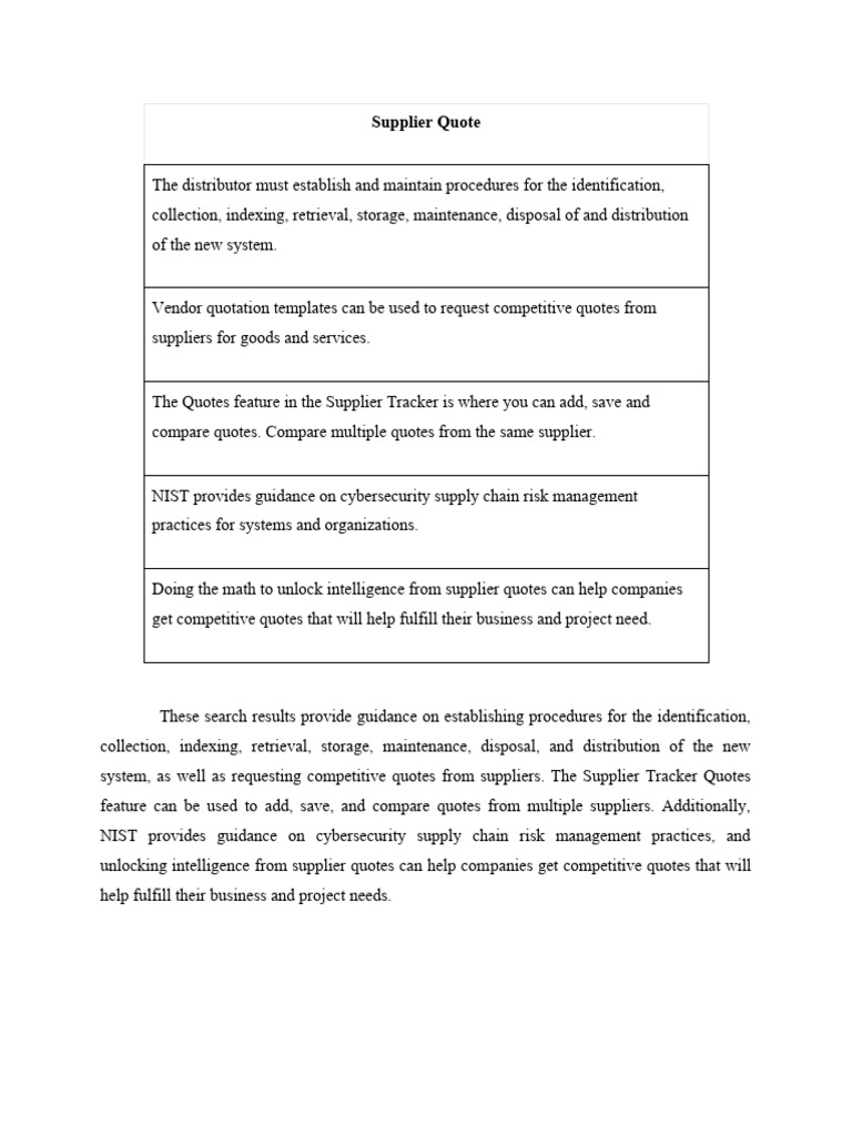 Supplier Quote | PDF