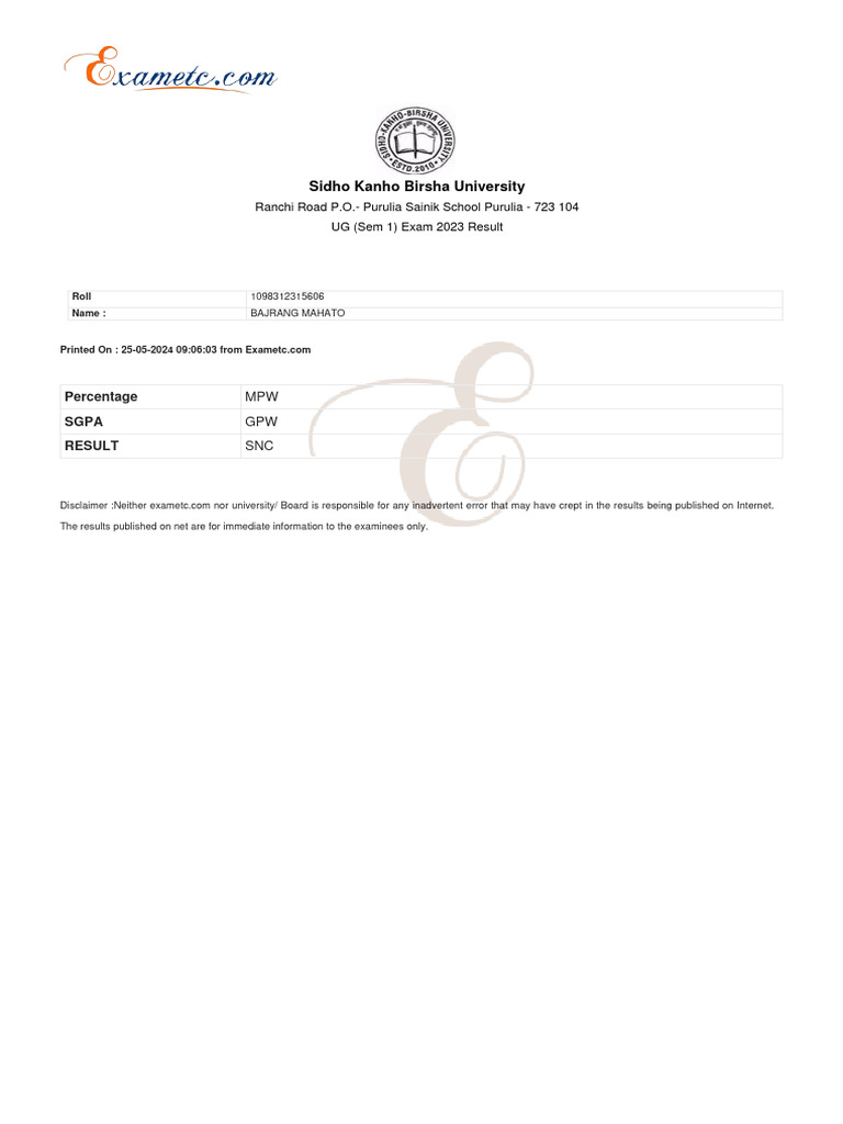 Print Result | PDF