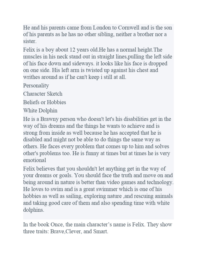 Character of Felix | PDF