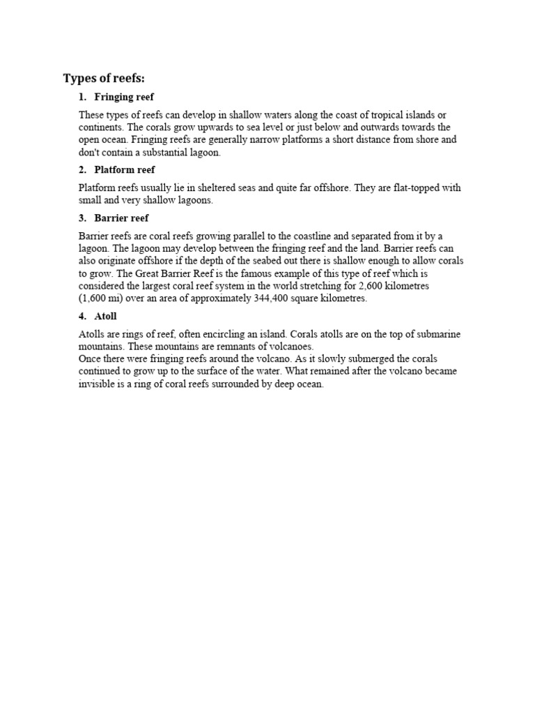 Types of Reefs (2) | PDF