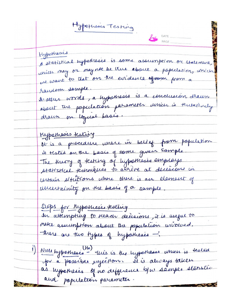 Stats GE - Unit 3 Hypothesis Testing | PDF