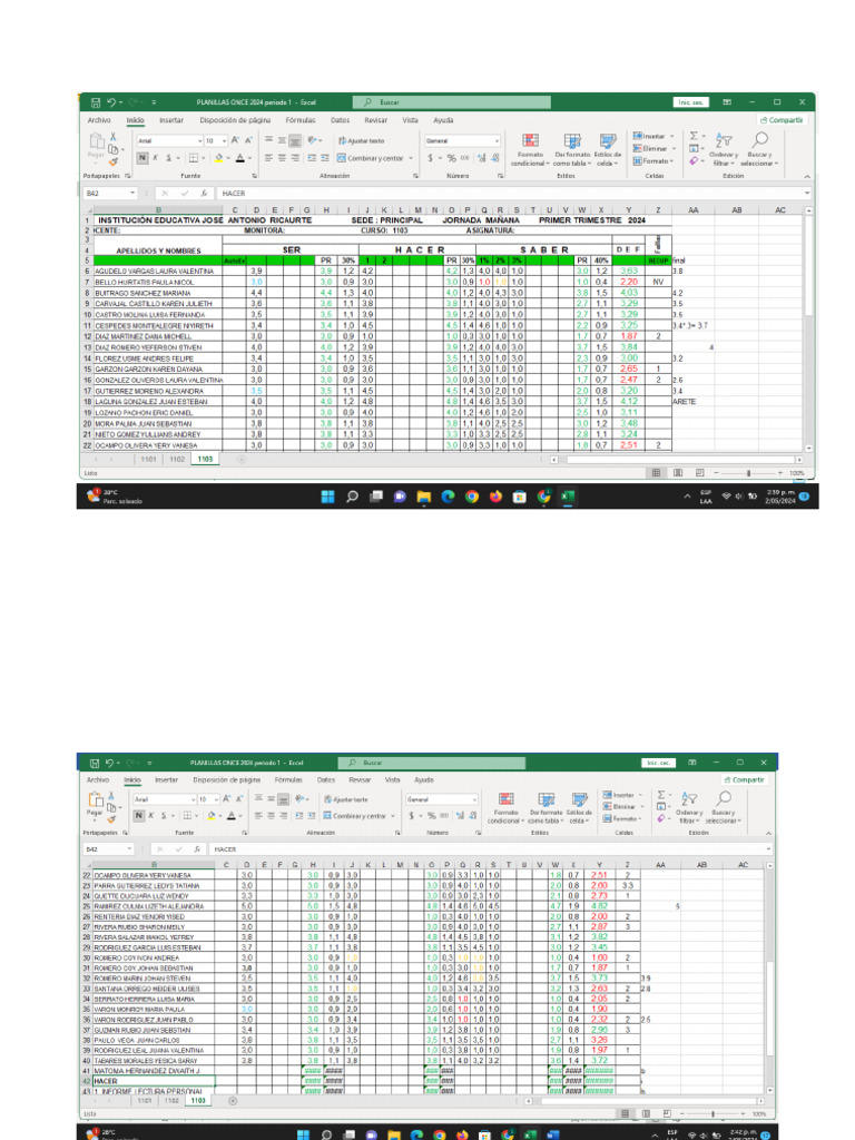 Notas Finales 11.3 p1-2024 | PDF