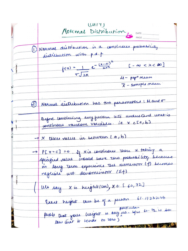 Stats GE - Normal Distribution Notes | PDF