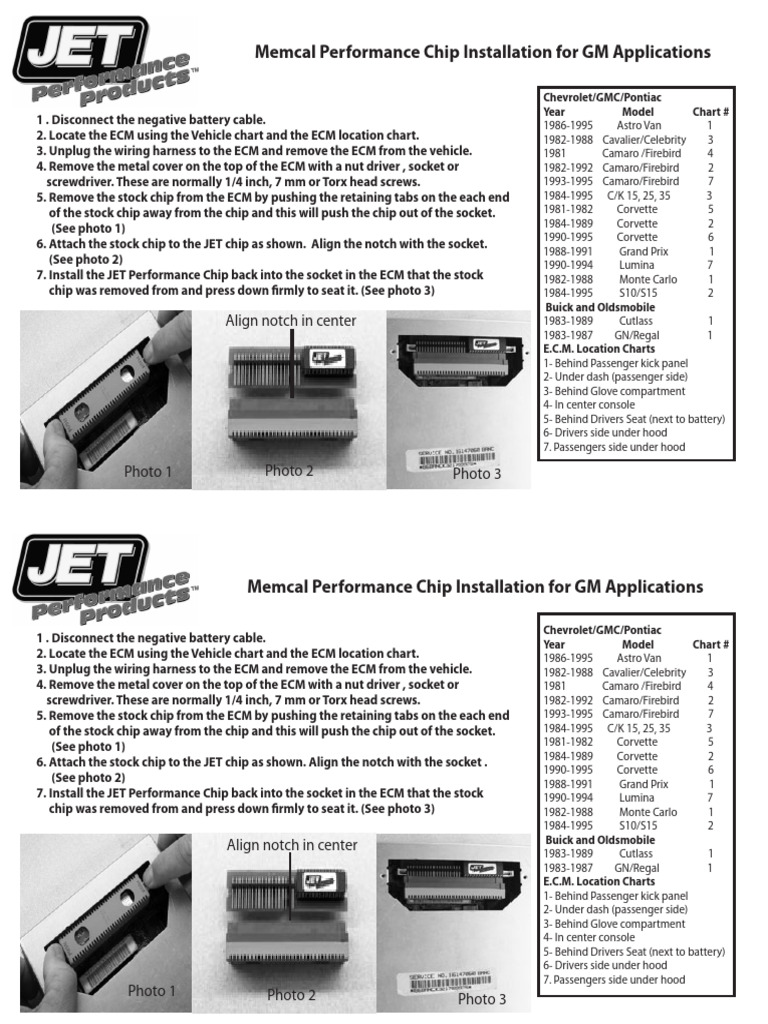 JET Chip Installation Guide for GM | PDF | General Motors | Chevrolet