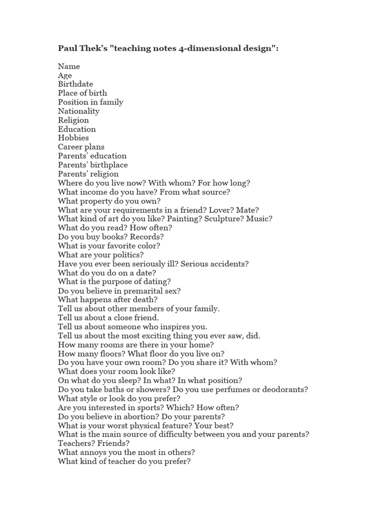 Paul Thek-Teaching Notes | PDF