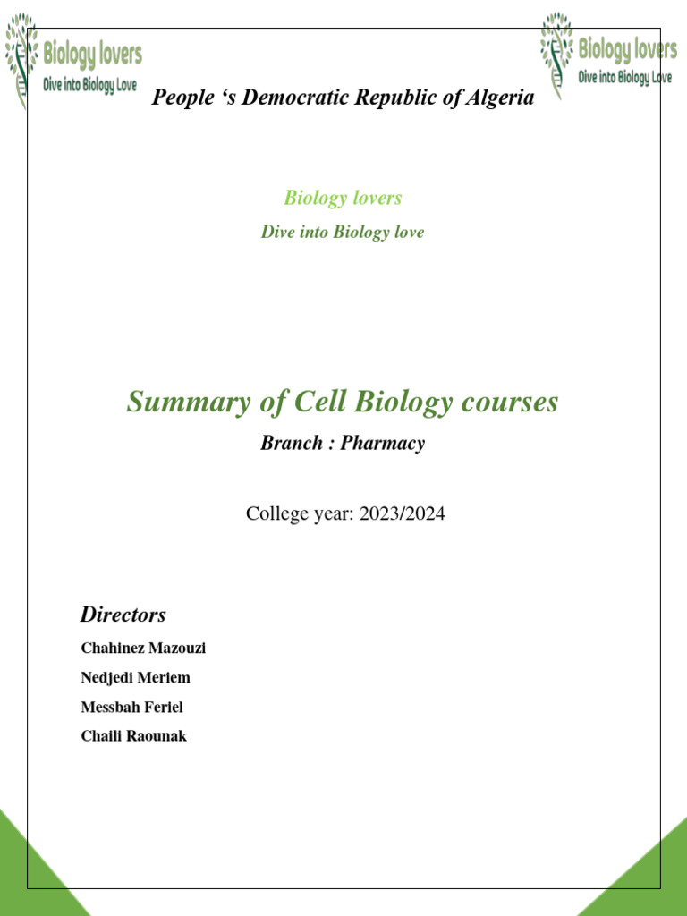 page-de-garde | PDF | Cell (Biology) | Eukaryotes
