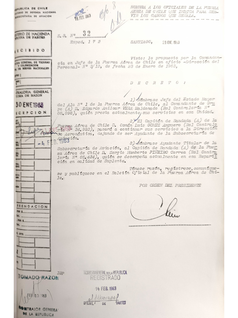 1963.01.29 - DS N°32 - Nombre Oficiales en Cargos | PDF
