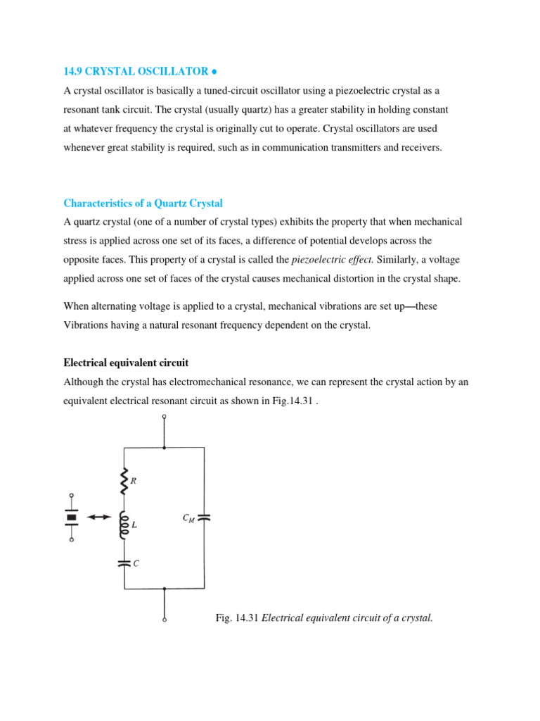 Crystal Oscillator Basics and Functionality | PDF | Resonance | Capacitor