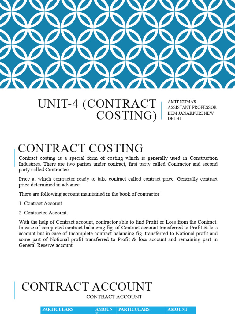 UNIT-4 (Contract Costing) (Autosaved) | PDF | Prices | Employment