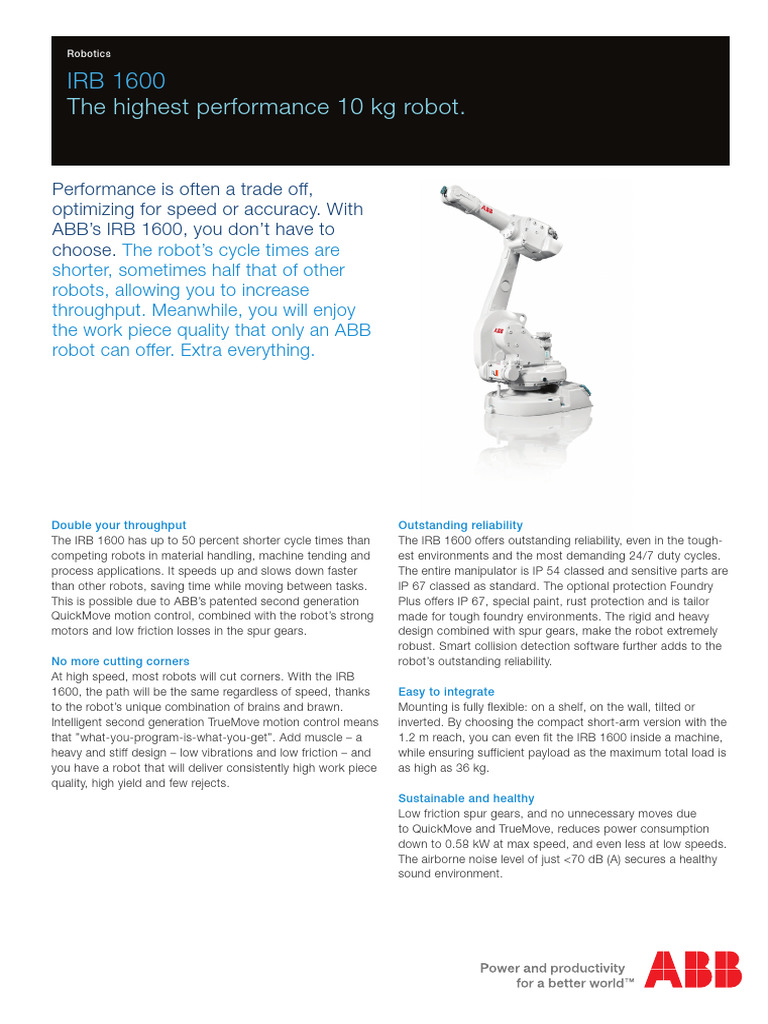 Abb Irb 1600 | PDF | Robot | Robotics