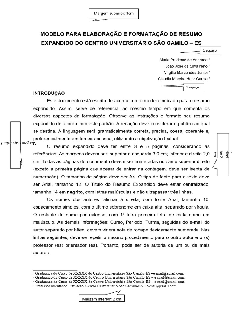 Modelo de Resumo Expandido ABNT | PDF | Citação | Caixa alta e caixa baixa