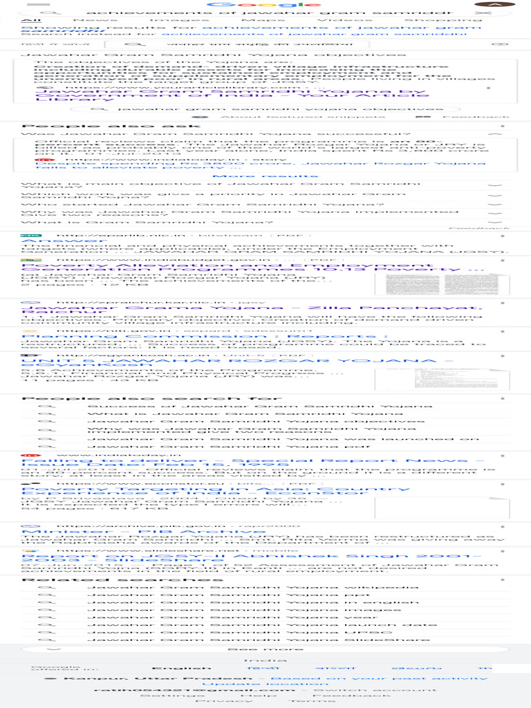 Achievements of Jawahar Gram Samriddhi - Google S | PDF | Rural Development | Employment