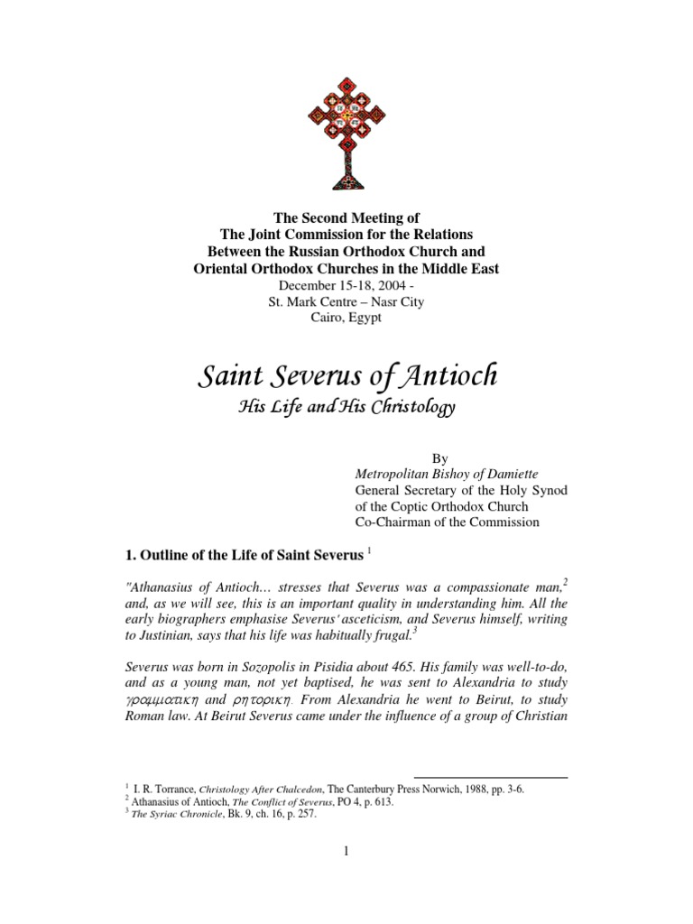 Saint Severus of Antioch's Christology | PDF | Council Of Chalcedon ...