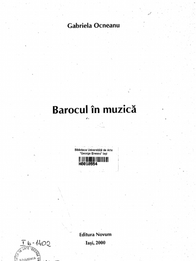 Ocneanu Gabriela - Barocul in Muzica | PDF