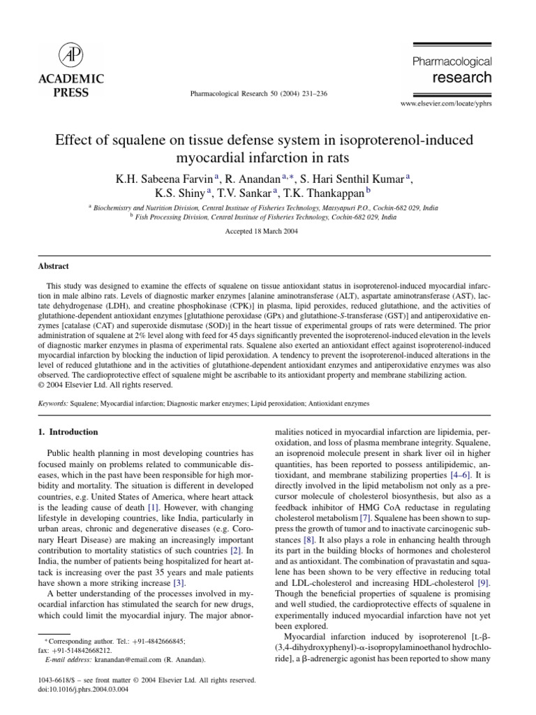 Farvin et al. - 2004 - Effect of squalene on tissue defense system in ...