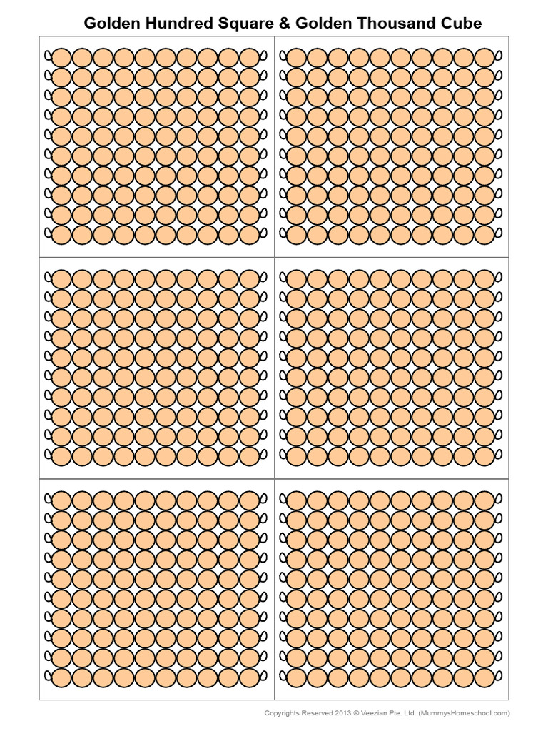 Montessori Mathematics Golden Hundred Square and Golden Thousand Cube ...