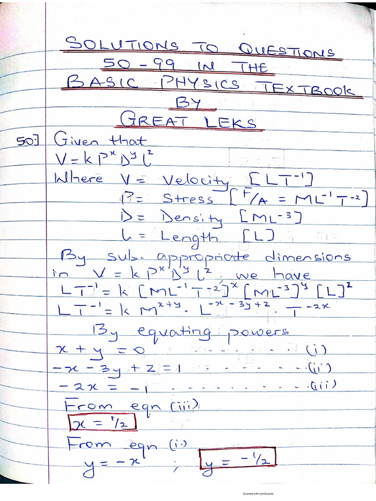 PHY 101 Solutions 50 - 99 of Basic Physics | PDF