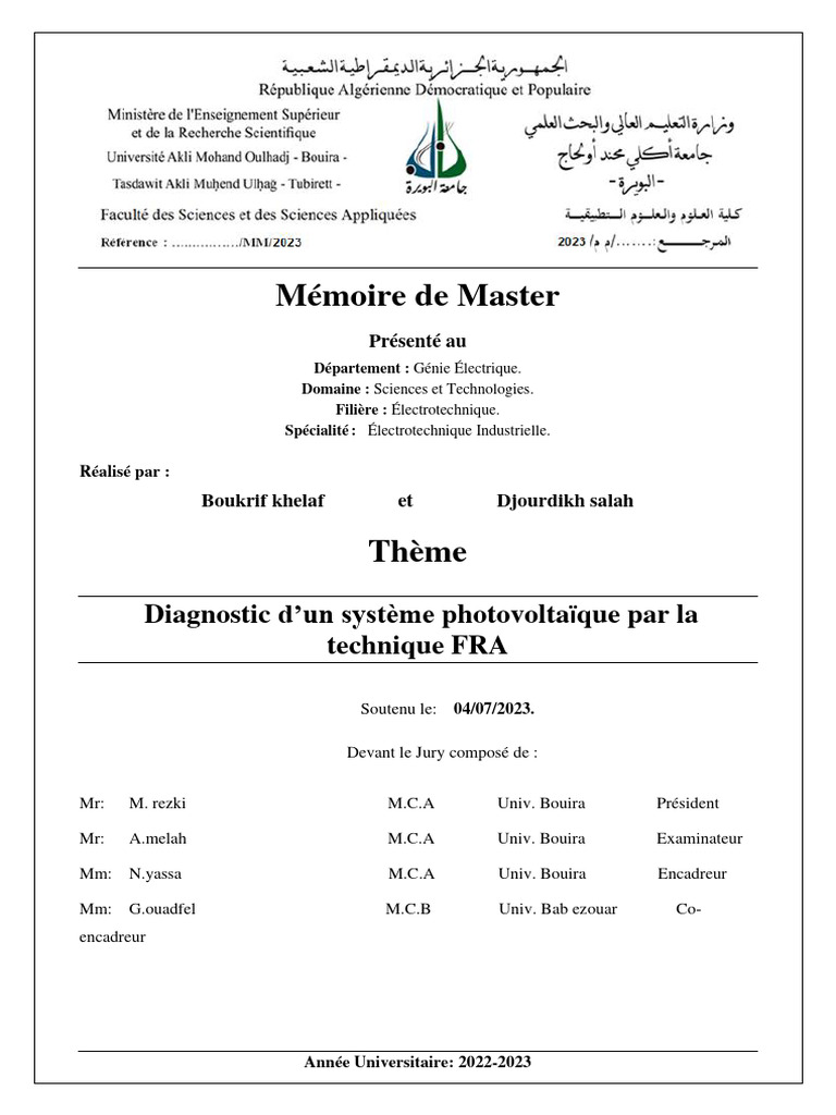 Mémoire de Master | PDF | Cellule photovoltaïque | Énergie solaire photovoltaïque