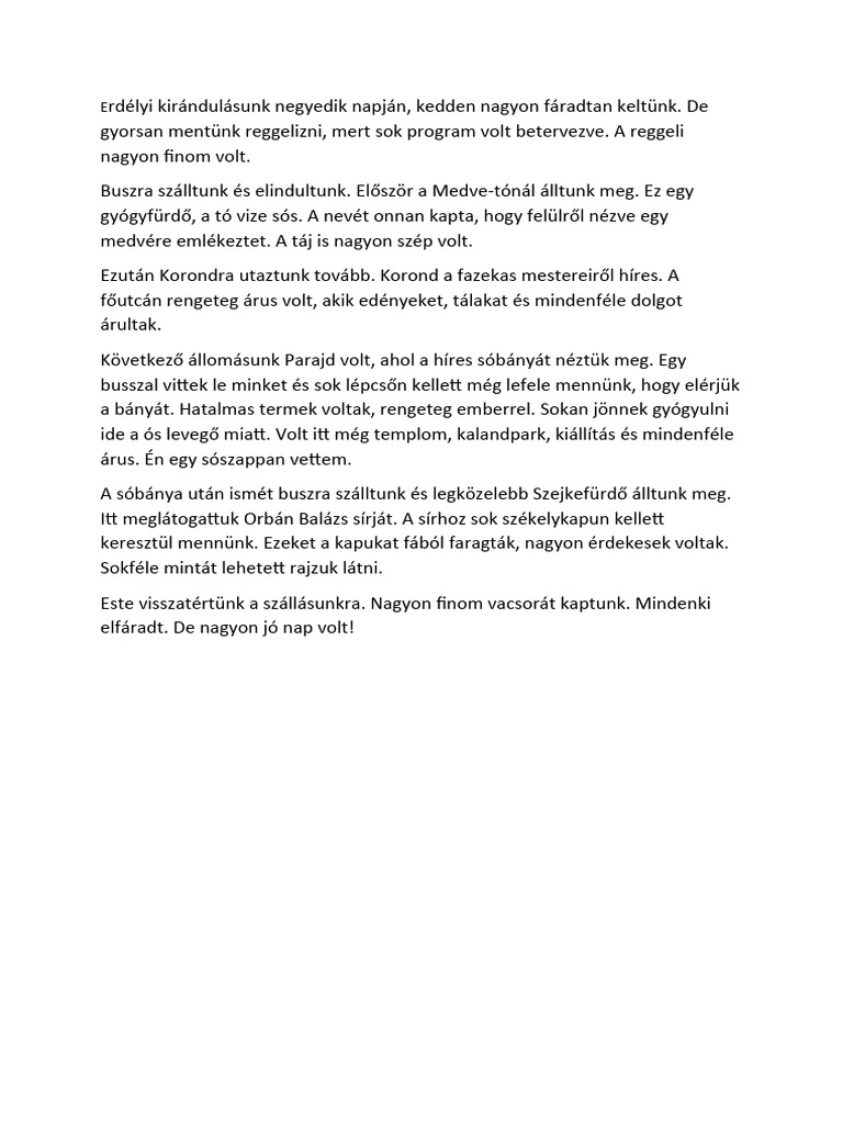 Erdélyi Kirándulás | PDF