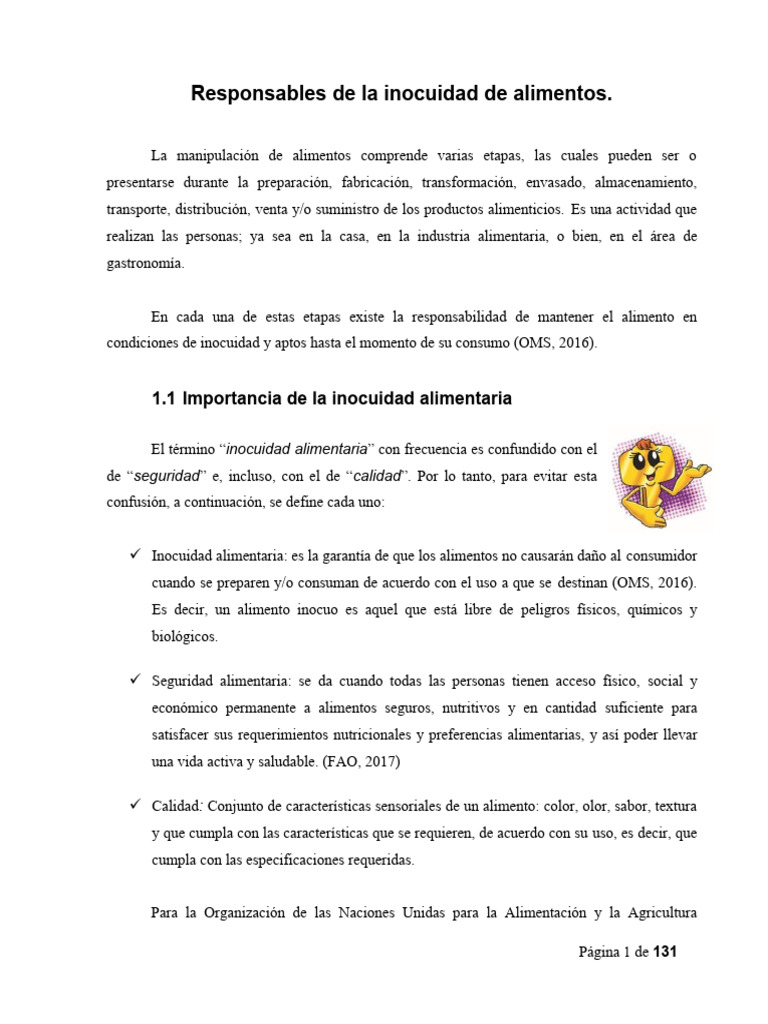 1 Responsables de La Inocuidad | Descargar gratis PDF | Seguridad alimenticia | Alimentos