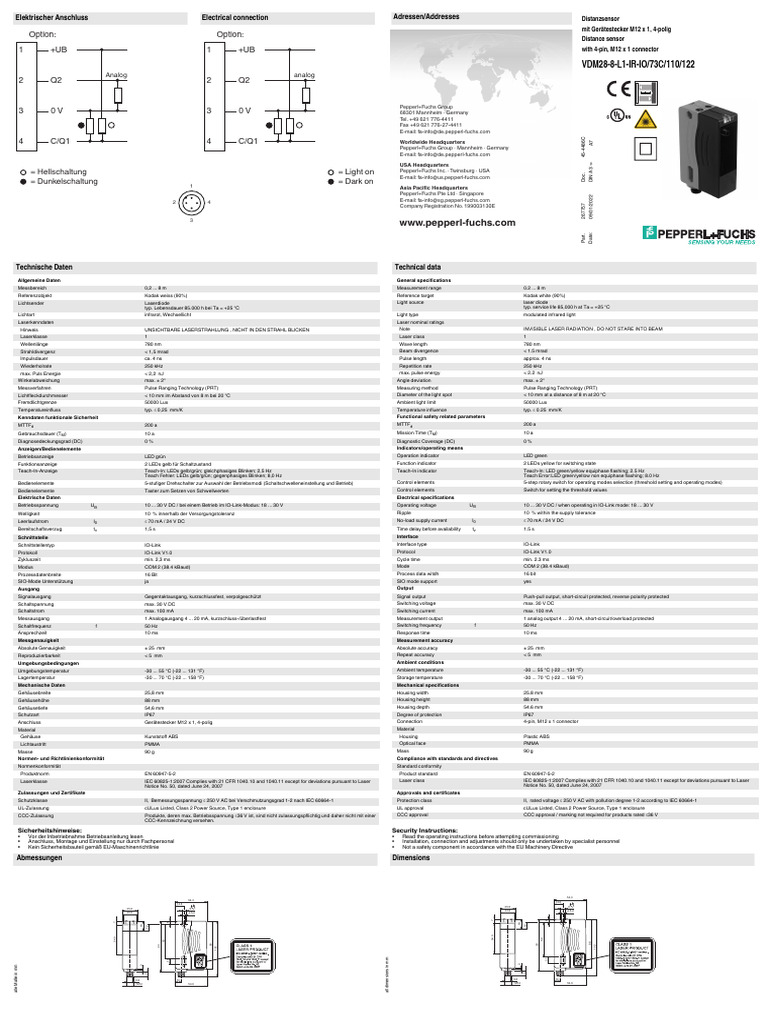 VDM28-8-L1-IR-IO/73C/110/122: Analog Analog | PDF