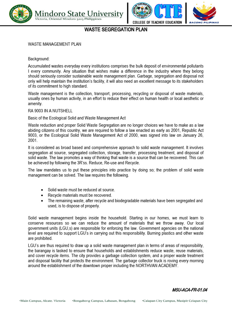 10 Waste Segregation Plan | Download Free PDF | Waste Management ...