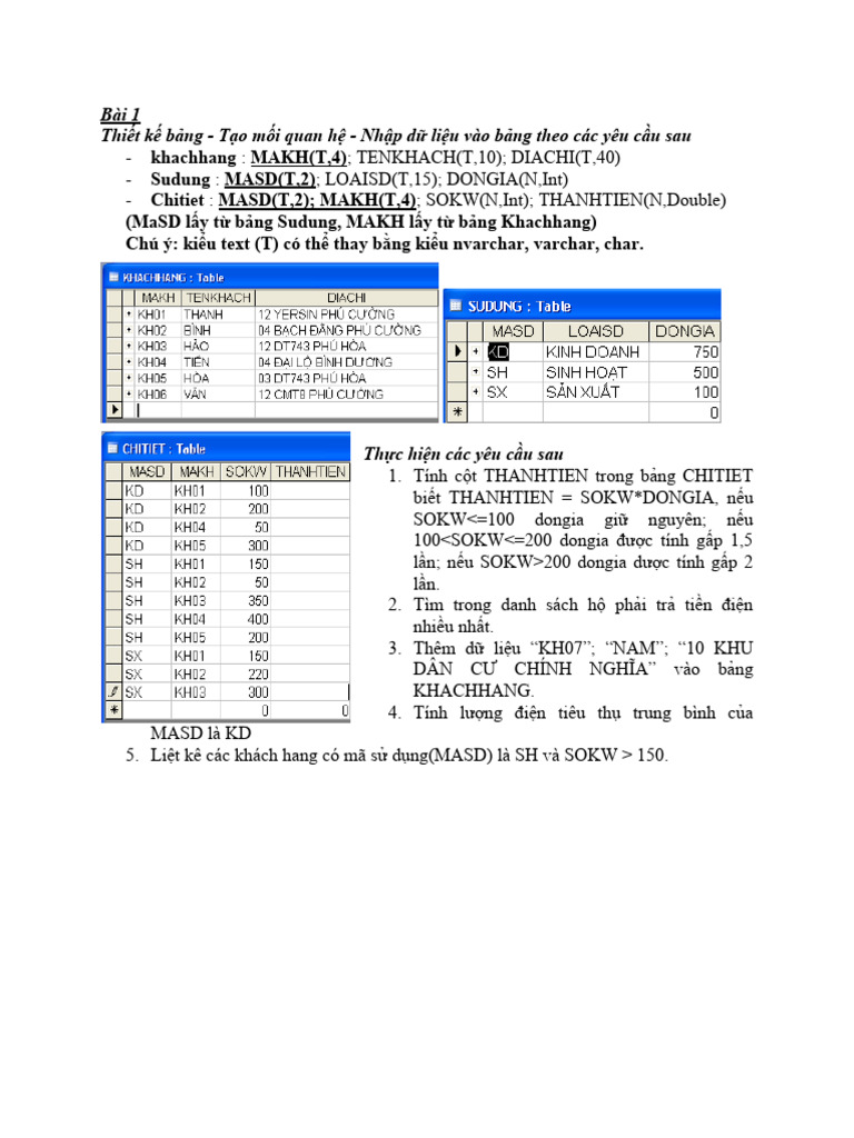 Bai Tap Lan 2 Mon SQL | PDF
