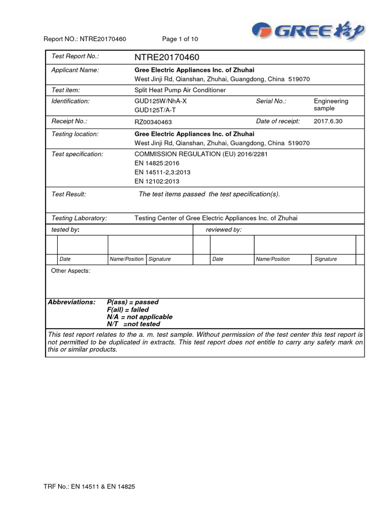 ERP Test Report of R32 DCI U MatchGUD125WNhA XGUD125TA T | PDF | Air ...