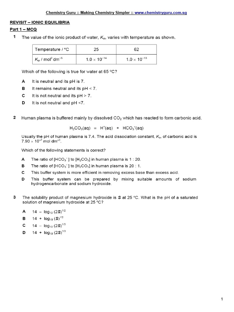 Revisit-Ionic Equilibria | PDF | Ph | Acid