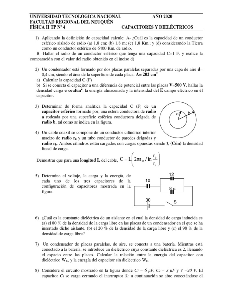 TP4 - Capacitores y Dieléctricos 2020 | PDF | Condensador | Capacidad