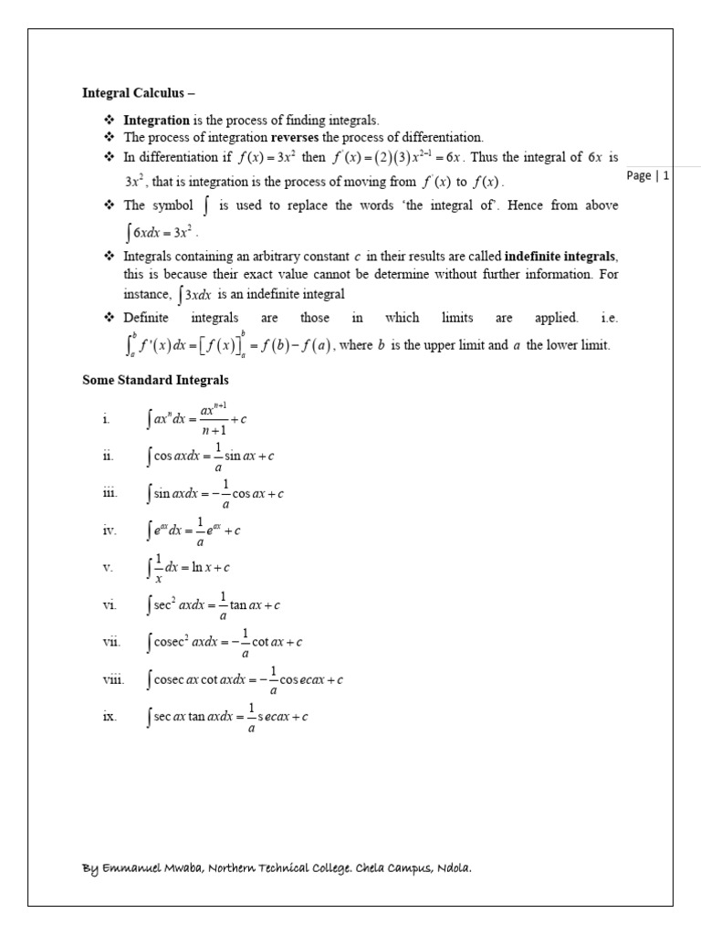 Integral Calculus | PDF | Integral | Trigonometric Functions