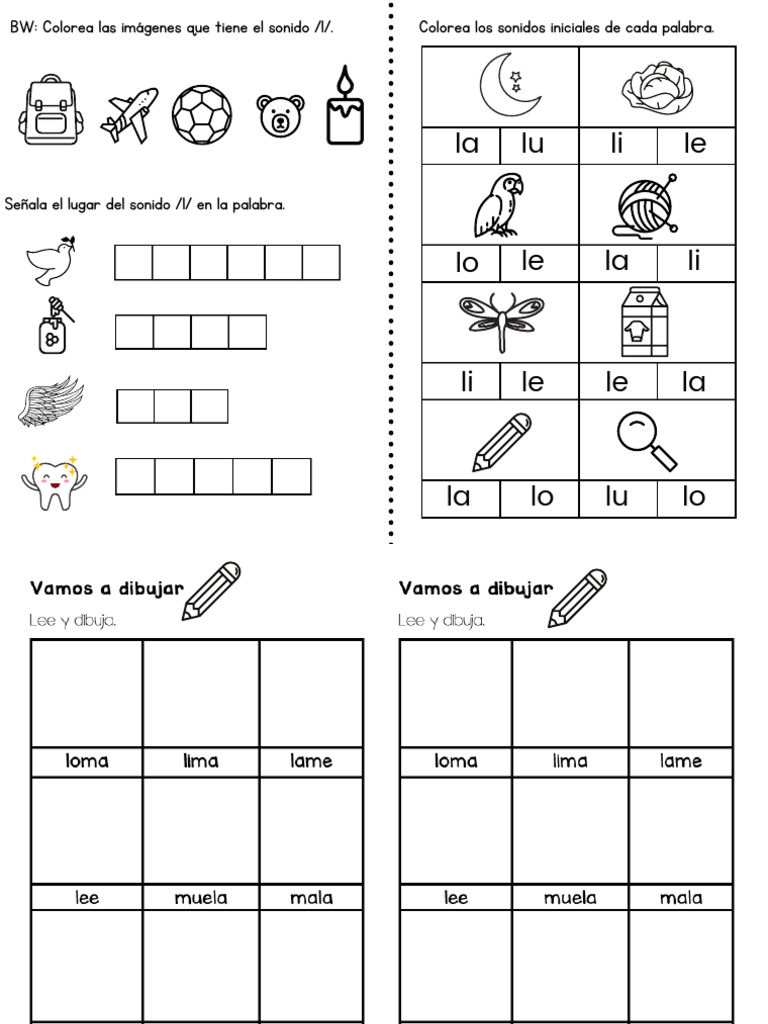 Hojas de Trabajo Letra L | PDF | Estudios de idiomas extranjeros