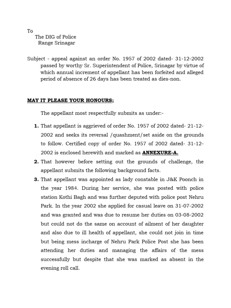 DIG Representation Neelofer | PDF | Appeal | Justice