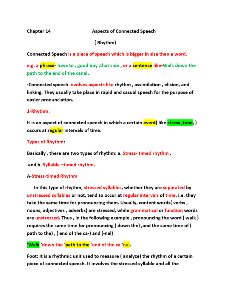 Understanding Rhythm in Connected Speech | PDF | Stress (Linguistics ...