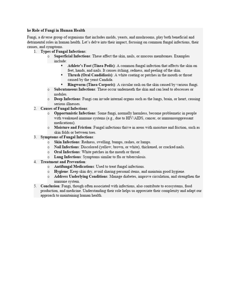 Fungal Infections: Types and Treatments | PDF | Candidiasis | Animal ...