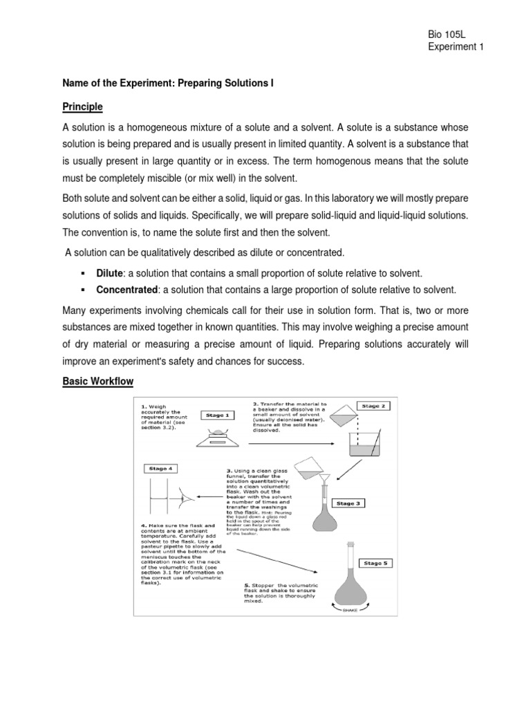 BIO 105L Expt 1 | PDF | Mass Concentration (Chemistry) | Sodium Chloride