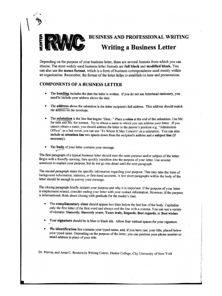 Writing a Business Letter | PDF