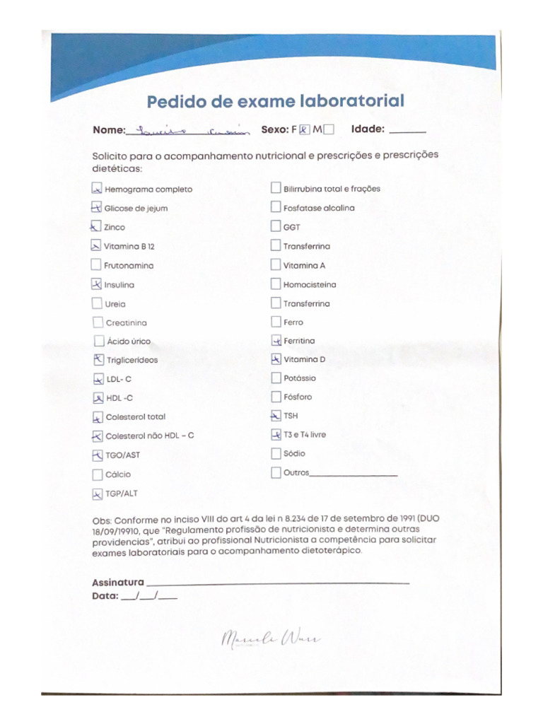 Pedido de Exame Laboratorial | PDF